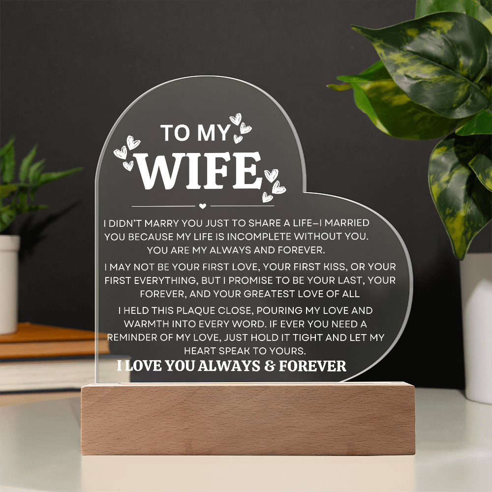 To My Wife Heart Plaque – Trendy Vault Trove